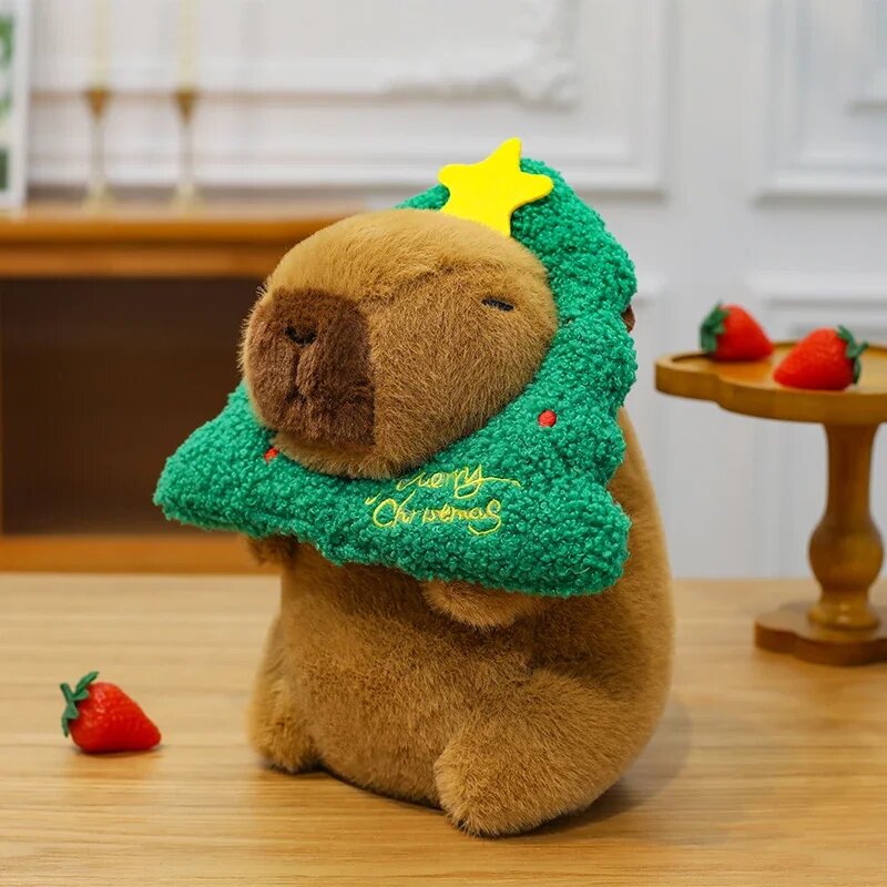 25cm Capybara Plush Simulation Capibara Anime Fluffty Toy Plant Stuffed Doll Holidays Props Decorative Throw Pillow for Kids