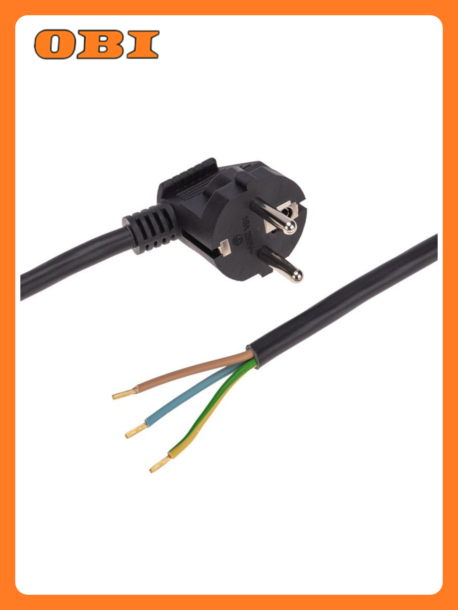 Шнур электрический с вилкой ПВС 3х1,5 мм2 3м (черный) REXANT