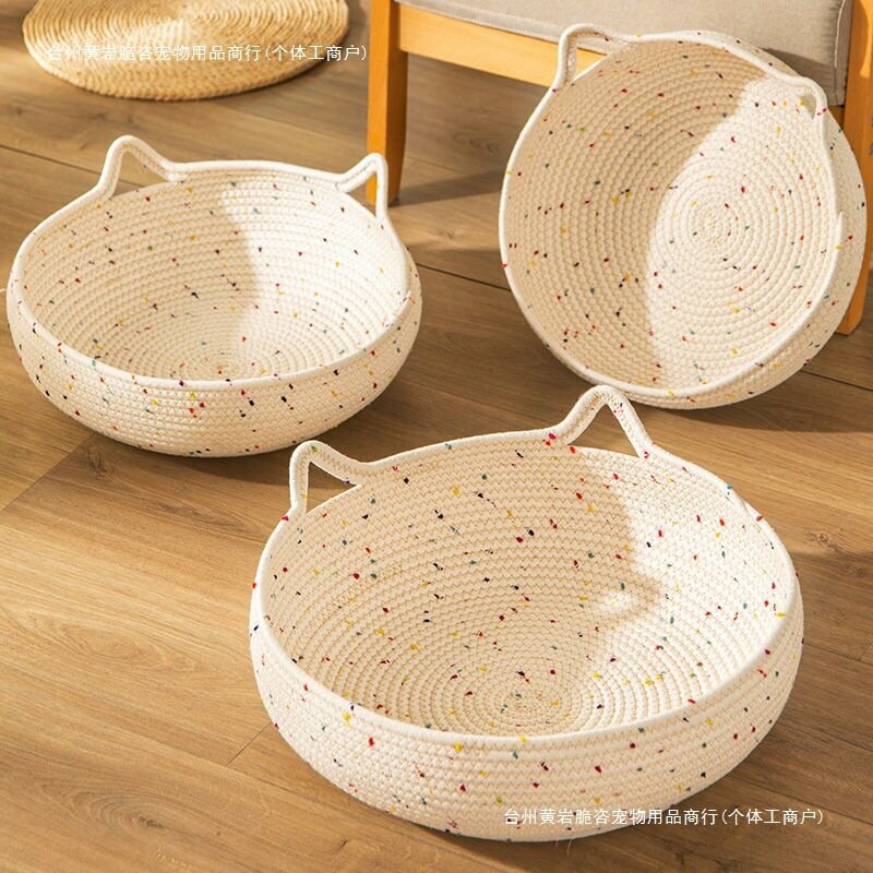 Новое модное интернет-известное кошачье гнездо из ротанга, травы и хлопчатобумажной веревки, подходящее для всех