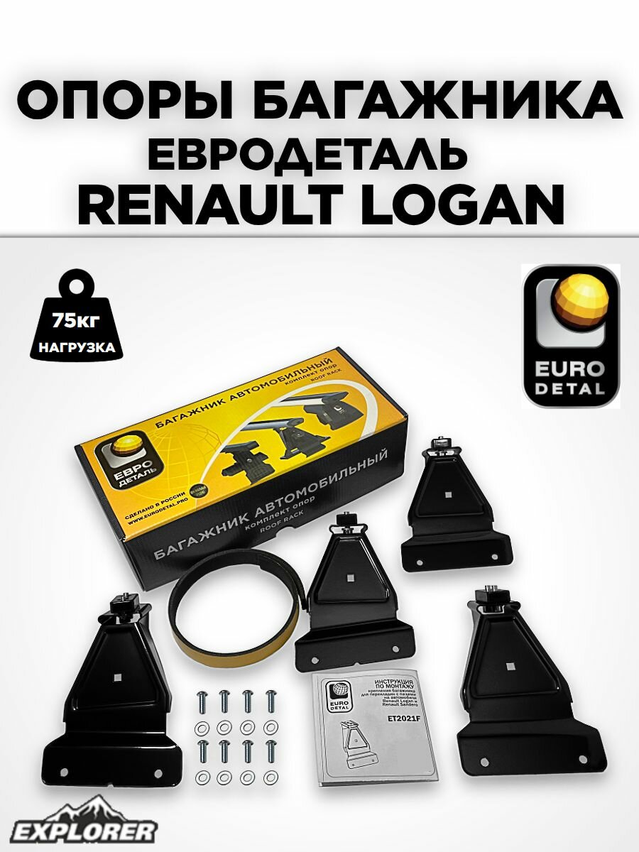 Крепеж Евродеталь для автомобилей рено Логан, Сандеро для перекладин с пазами