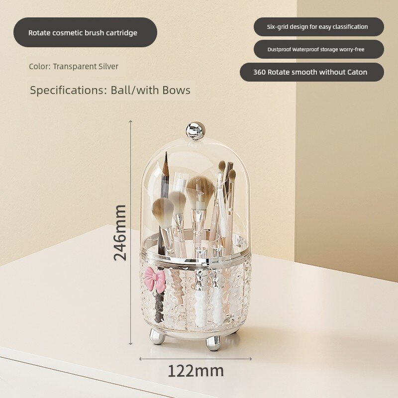 Тубус для хранения кистей для макияжа, вращающийся, пылезащитный, с крышкой, органайзер для косметики, помады, теней