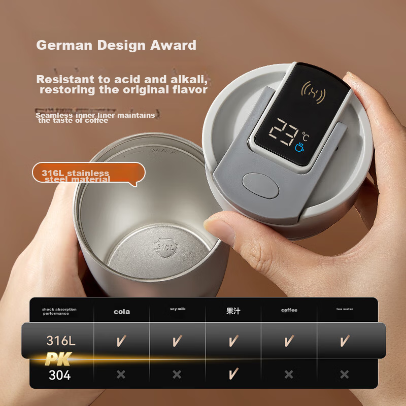 Huawei Smart Selection Haers Intelligent Coffee Mug, 316L Insulated Cup, 370ml Stainless Steel Mug, Birthday Gift for Men And Women, Group Purchase