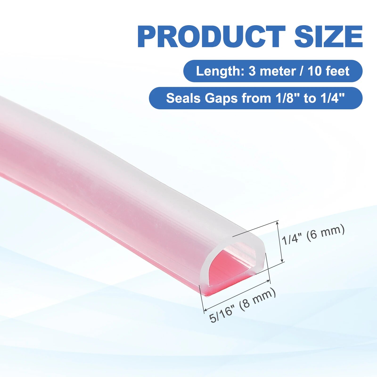 UXCELL Силиконовый дверной уплотнитель 3/6/8 м 8mmx6mm, 6meter