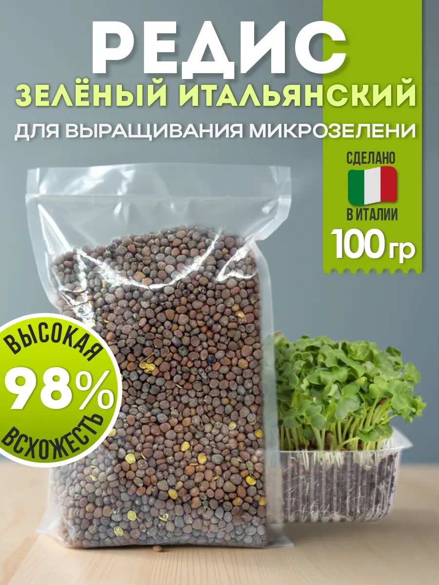 Редис зеленый семена для проращивания микрозелени 100 г