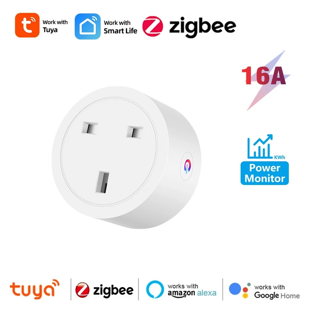 RYRA Умная розетка Zigbee 20A 16A для Alexa Google Home Tuya ZigBee 16A