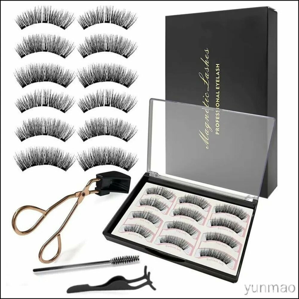 Многоразовые накладные ресницы 3D на магнитах, премиум эффект естественного объема без применения клея и подводки, удобное магнитное крепление