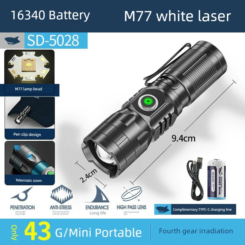 Регулируемый светодиодный тактический фонарь SD-5028-M77 с 1 батареей 16340 для тактического освещения на открытом