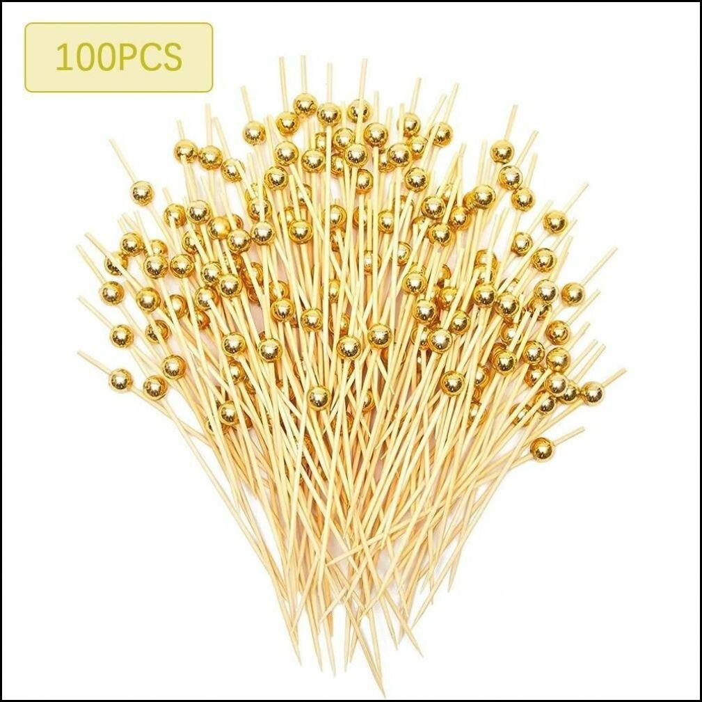 25/100 шт. палочек для коктейлей Gold Pearl