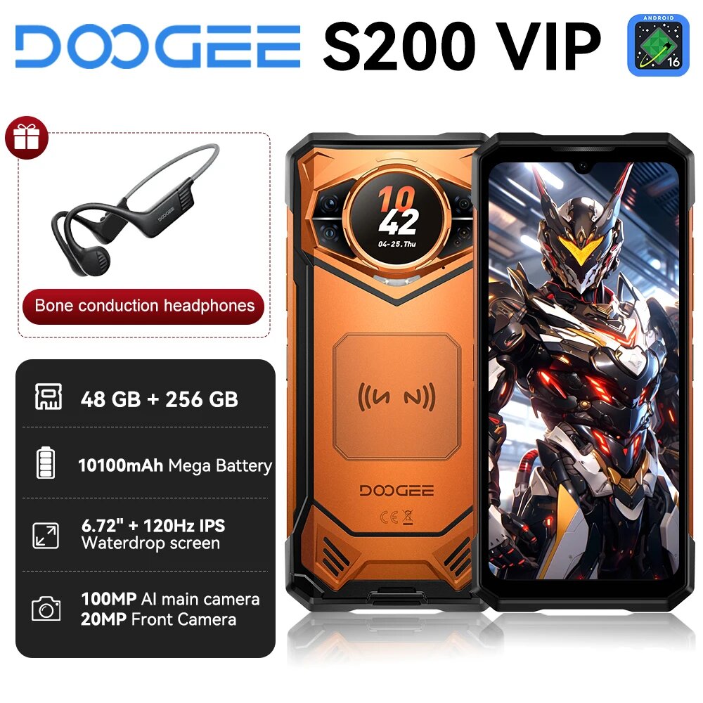 DOOGEE S200 VIP Edition — защищенный телефон с 6,72-дюймовым дисплеем Оранжевый, VIP Edition Orange
