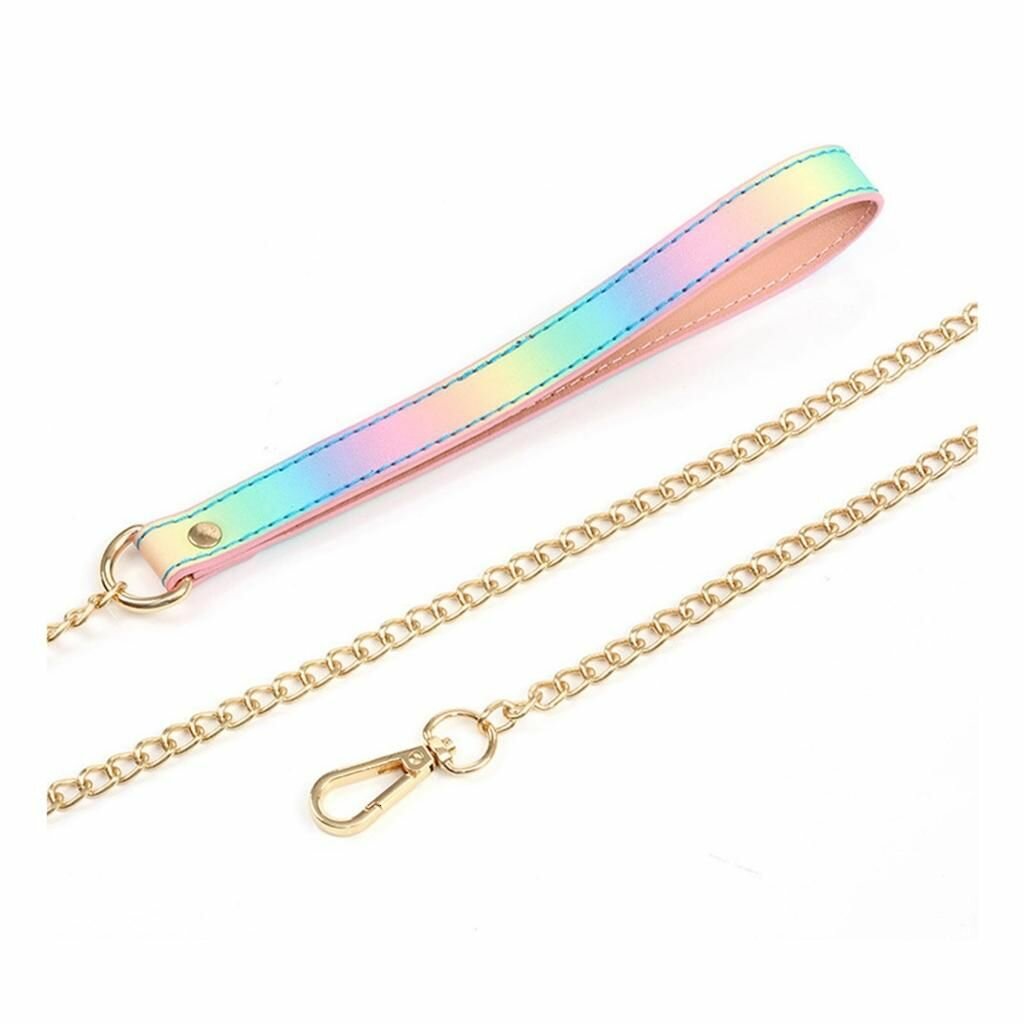 Кожаный ошейник с поводком для БДСМ