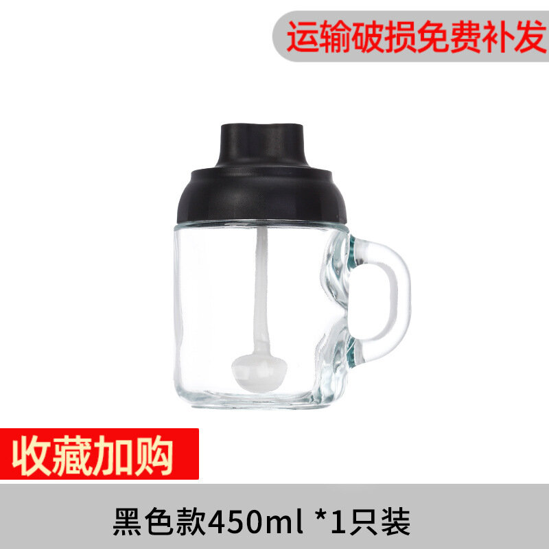 Стеклянная пустая банка для приправ Соляная банка Кухонная бутылка для приправ с ручкой Баночка для приправ с ложкой