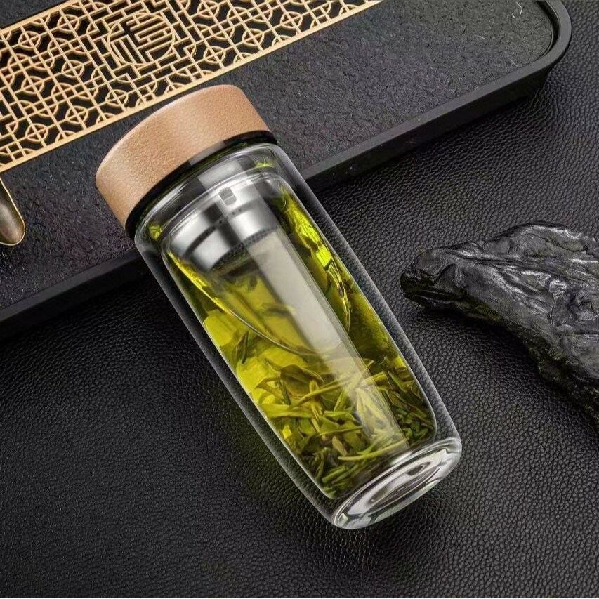 Чашка разделения чая чашка гусиного яйца двухслойная утолщенная стеклянная деловая чашка высокотемпературная устойчивая