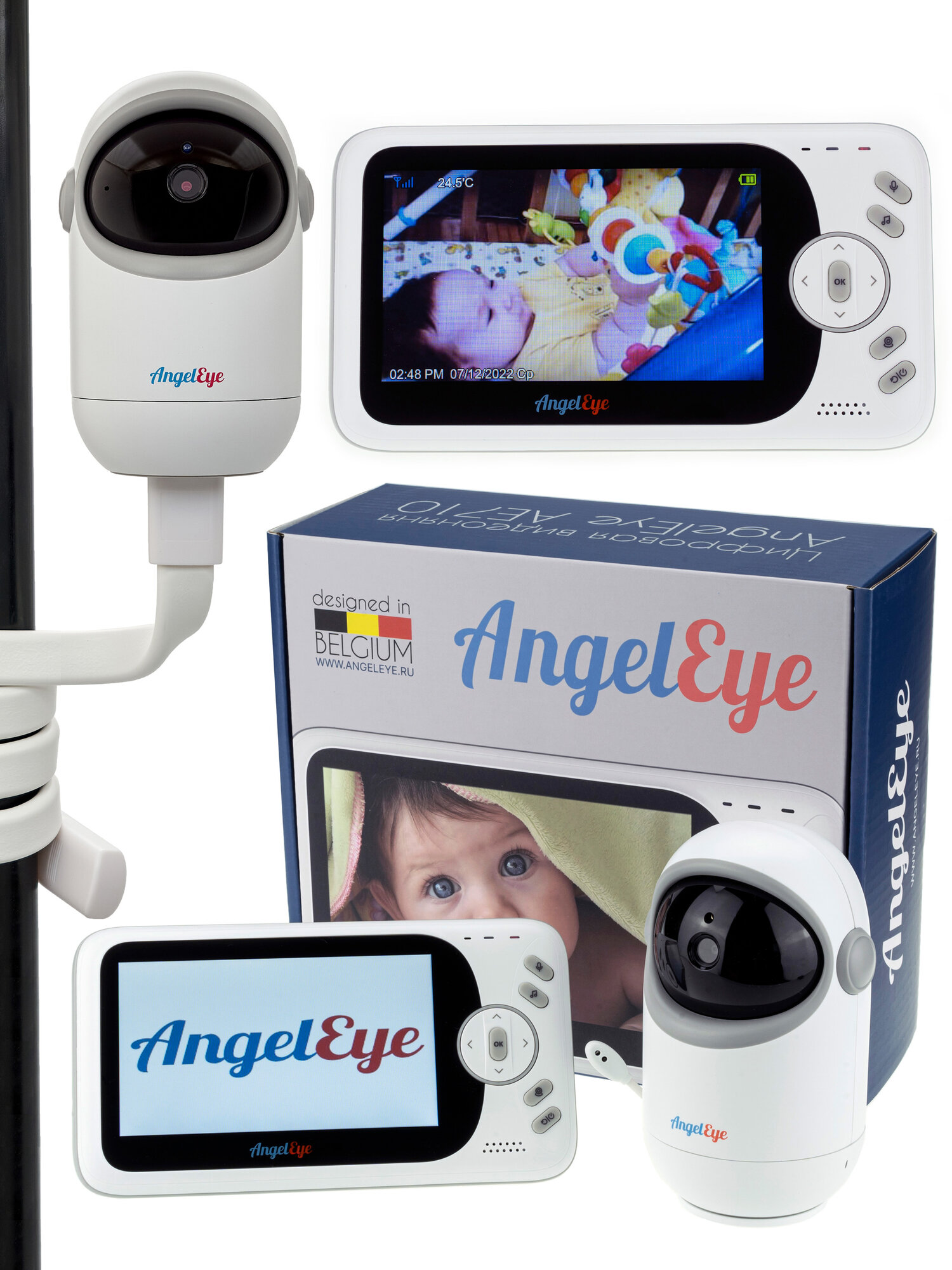 Видеоняня AngelEye AE710 с поворотной камерой и датчиком звука