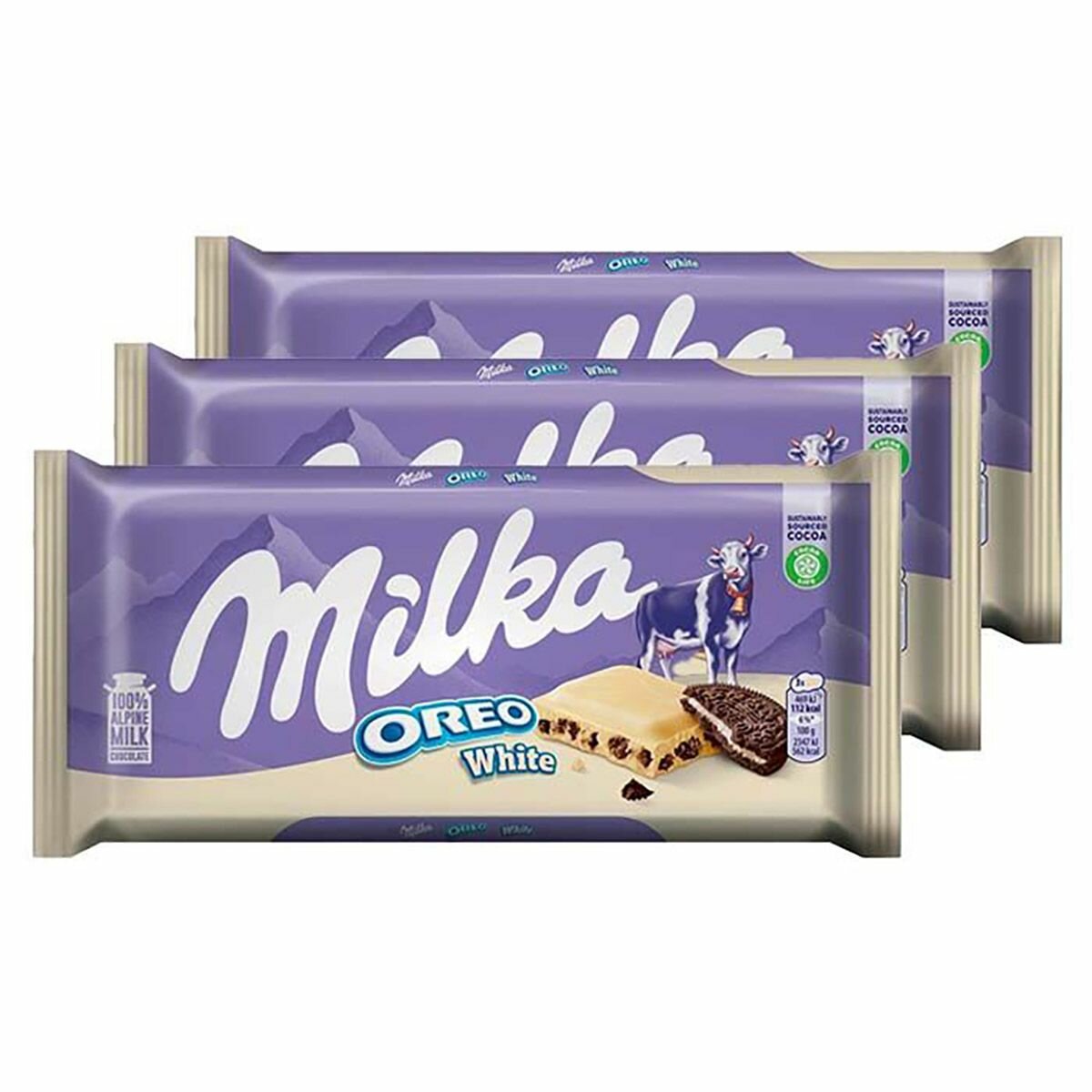 Белый шоколад Milka Oreo White с печеньем (Европа), 3 шт. по 100 грамм