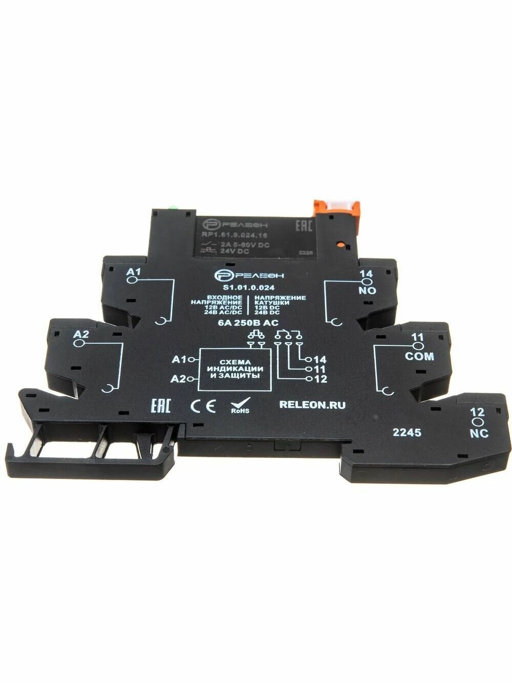 Интерфейсный модуль твердотельного реле; Релеон 1НО 2А; 24В AC/DC; вых. цепь 5-60В DC; RM181002416
