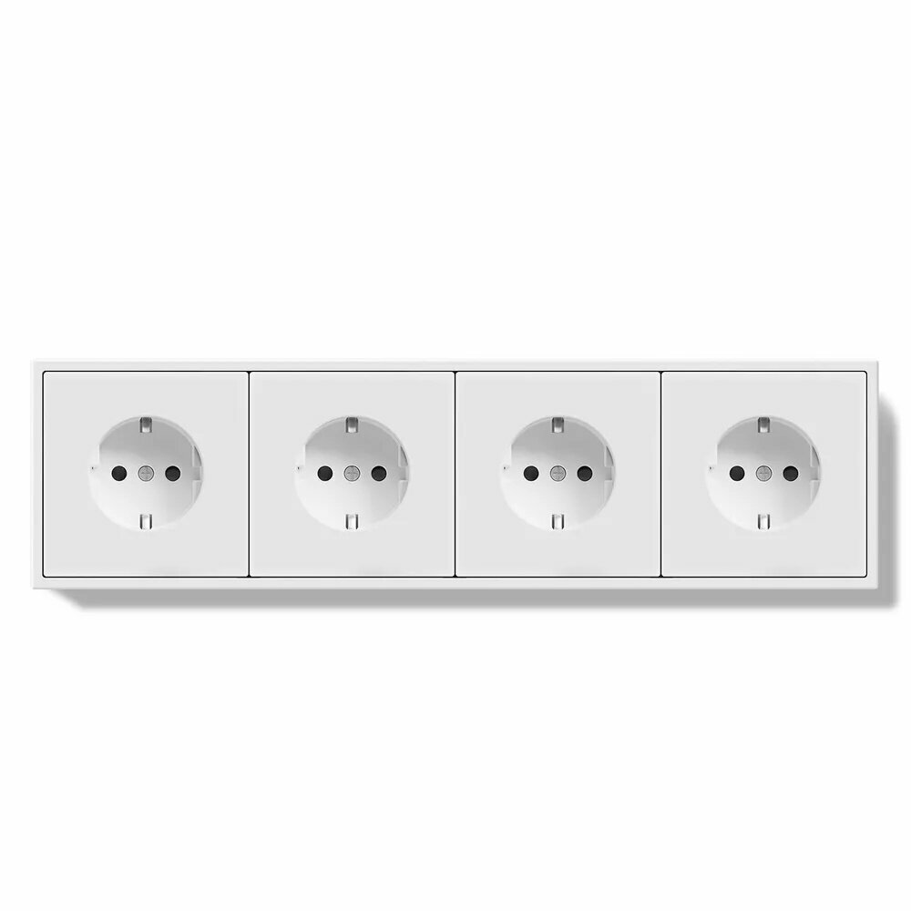 Встроенная Розетка BSEED четверная 4 поста , Настенный розетка с когтями,16А 250В, PC рамка Белая