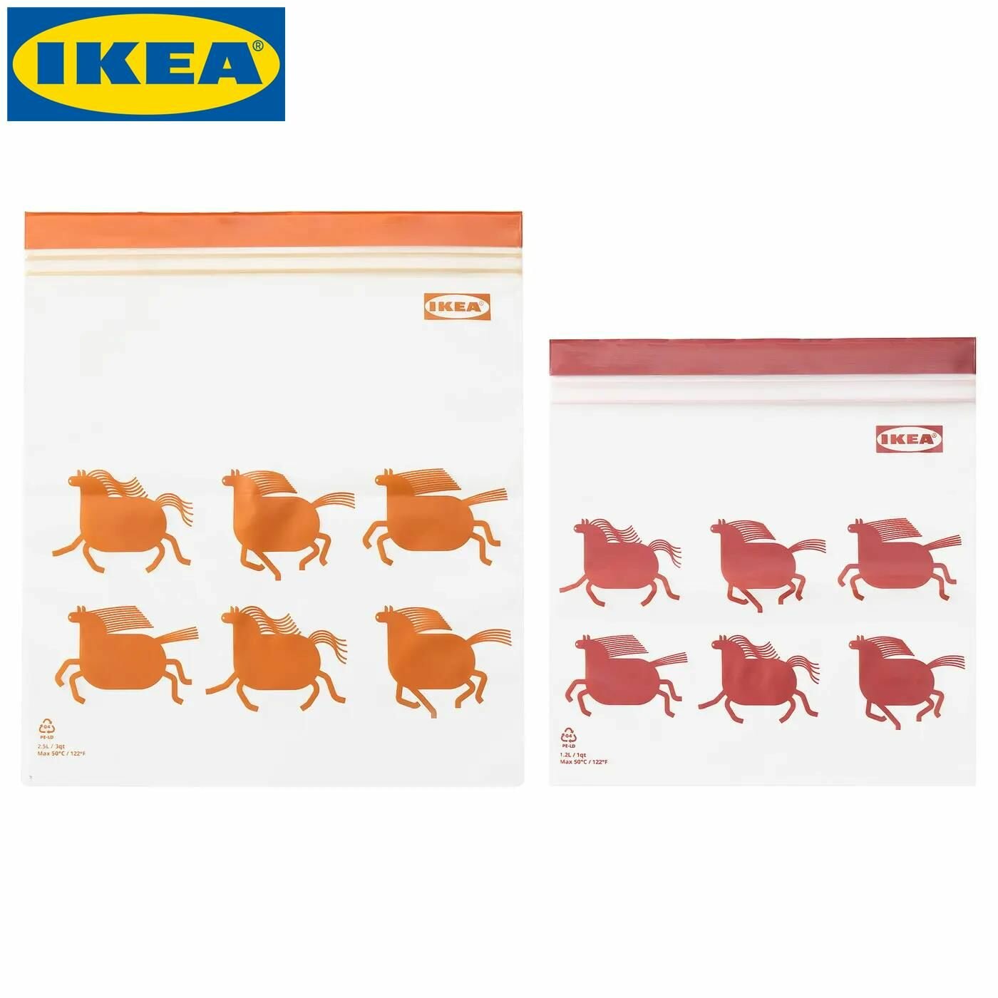 IKEA Зип пакет 24×25/21×19 см, 50 шт пакеты с зип-замком для хранения