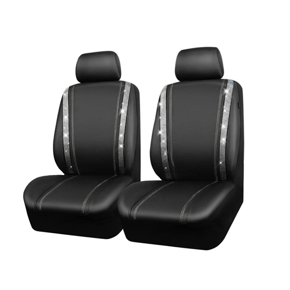 Чехлы для автомобильных сидений, универсальные блестящие алмазные чехлы с подходящими подголовниками, водонепроницаемые чехлы из искусственной кожи со стразами для женщин и мужчин, 4 шт. (белые алмазы)