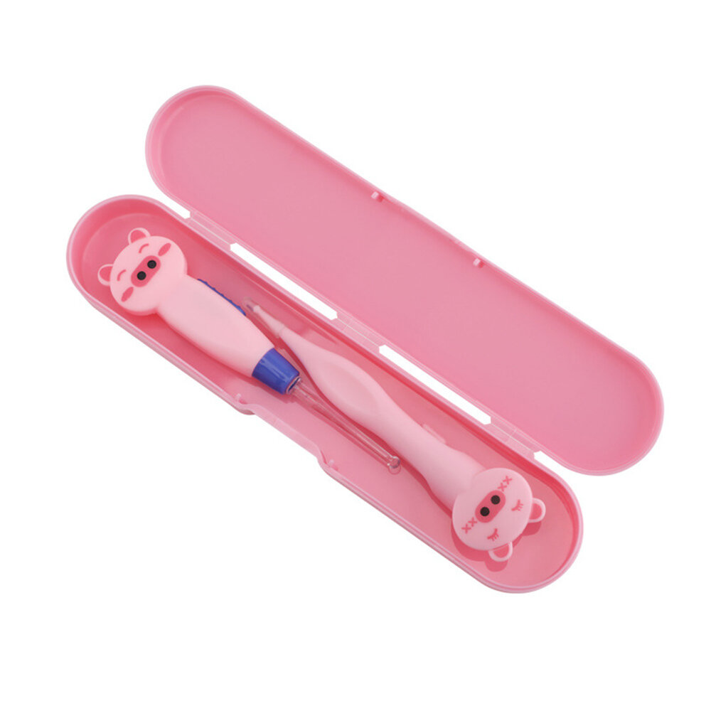 Набор для удаления серы из ушей с LED-фонариком 2 шт, пика для ушей, пинцет для ушей и носа, инструменты для очистки ушей для детей и взрослых, розовый цвет, материал ABS, батарейки 3*AG3 в комплекте