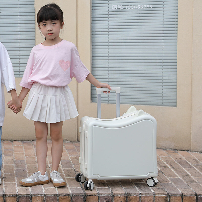 Новый детский чемодан на колесах для мальчиков и девочек, легкий дорожный чемодан, 20inch года, артефакт для ходьбы, можно сидеть на чемодане