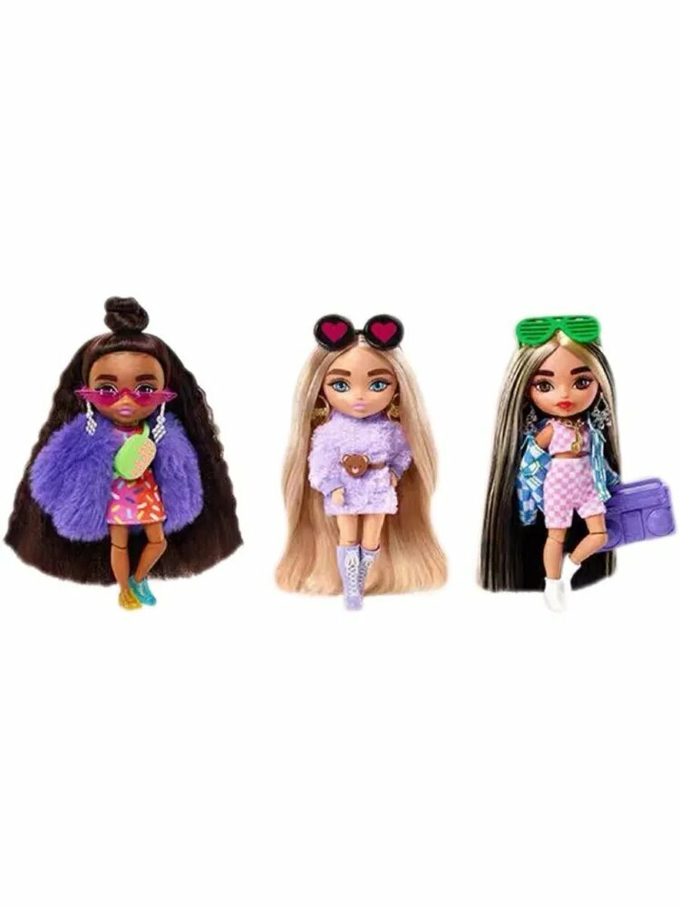 Набор кукол Barbie Extra Mini 3 мини-куклы с аксессуарами, для девочек