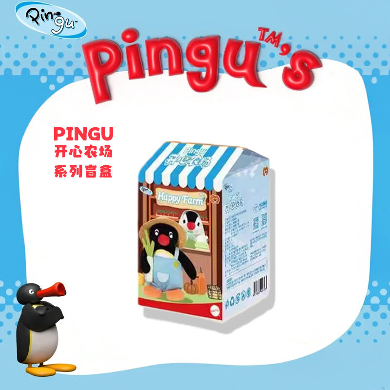 Подлинный кулон серии Pingu Penguin Happy Farm, слепой бокс, милый фермерский гусь, плюшевая игрушка, подвесное украшение, подарок