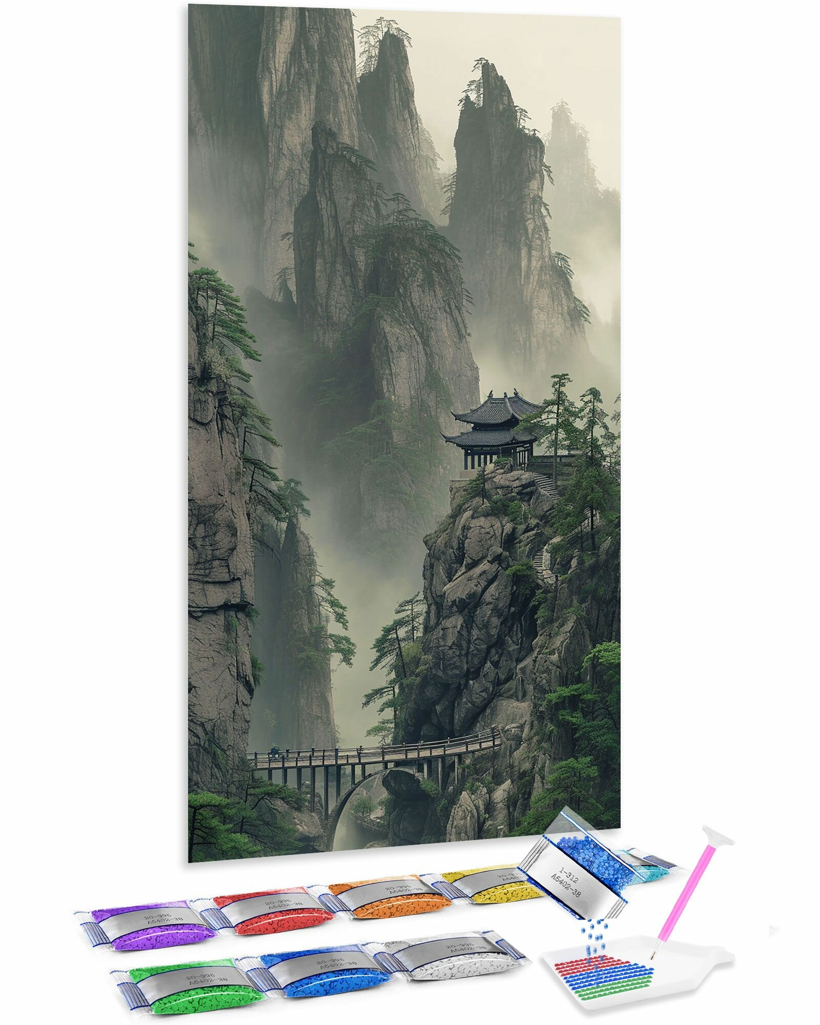 JumpDot Алмазная вышивка 70х40 см, "Китайский пейзаж" семейное творчество круглые стразы декор стен