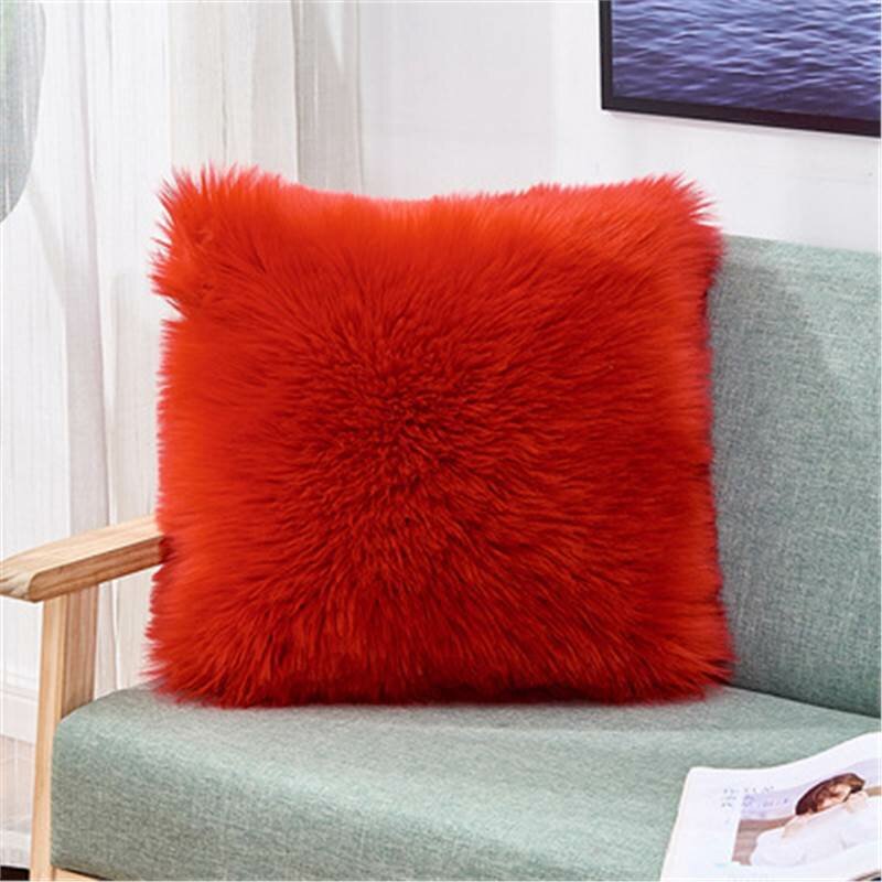 Европейский стиль длинная плюшевая подушка с сердечником из шерсти, чехол для подушки для дома, дивана, прикроватной модели, подушка из лисьего меха