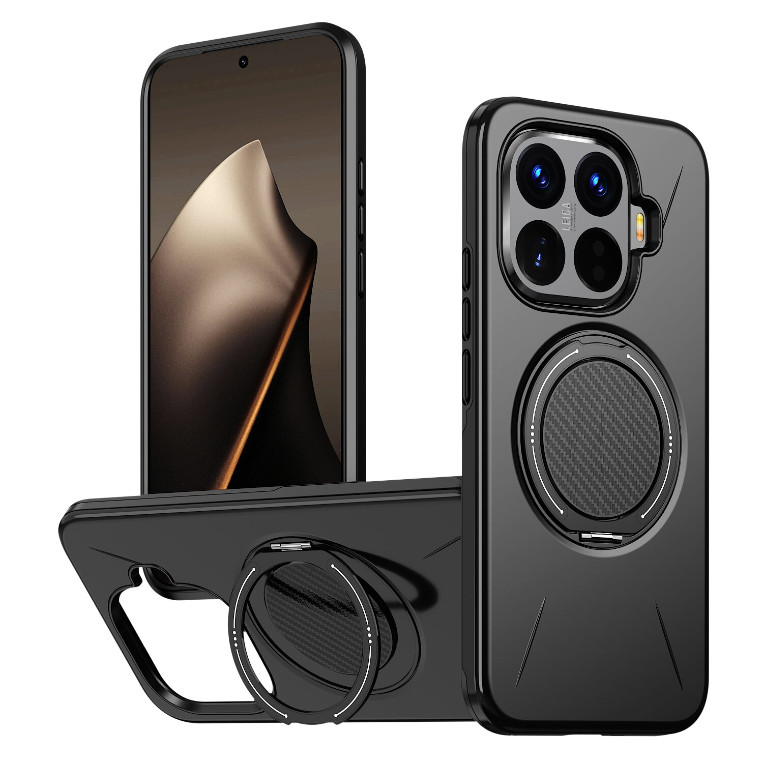 Чехол Для Xiaomi 15T Pro/Сяоми 15T Про, soft touch, накладка, поликарбонат (PC), защита камеры, ударопрочный, встроенная подставка, усиленные углы, Xiaomi, Xiaomi 15T Pro, black,