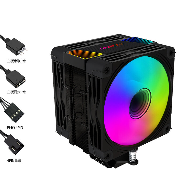 Кулер для процессора с 6 медными трубками, бесшумная воздушная охлаждающая башня, двойной вентилятор, высокопроизводительный вентилятор для процессоров Intel