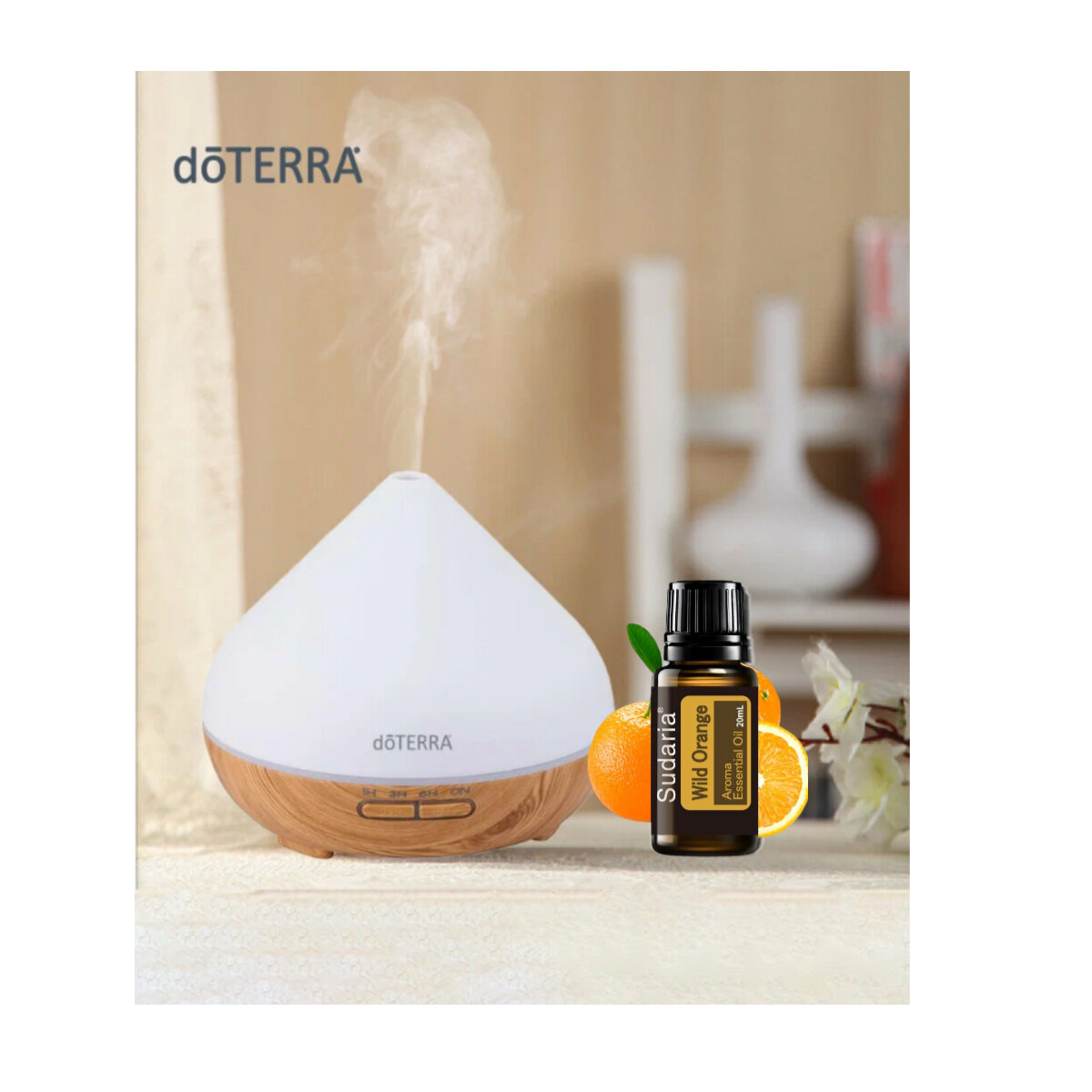 Аромадиффузор doterra H809, ультразвуковой, настольный, белый, коралловый
