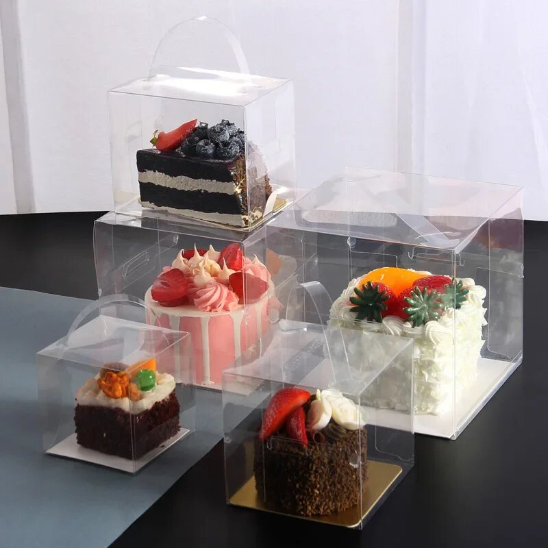 Коробки для торта прозрачные 15x15x13см, набор 5 шт