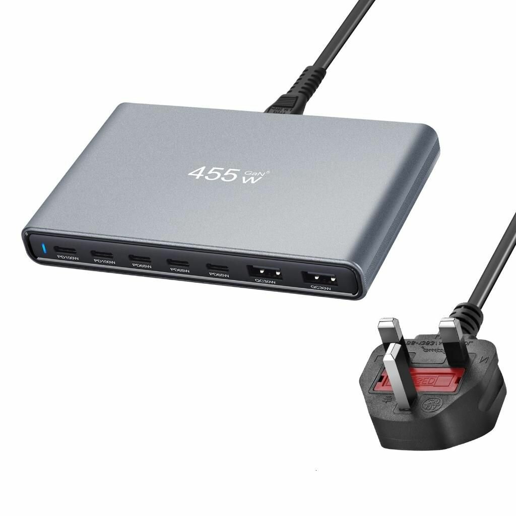 455W Тонкий зарядник GaN PD100/65W, UK