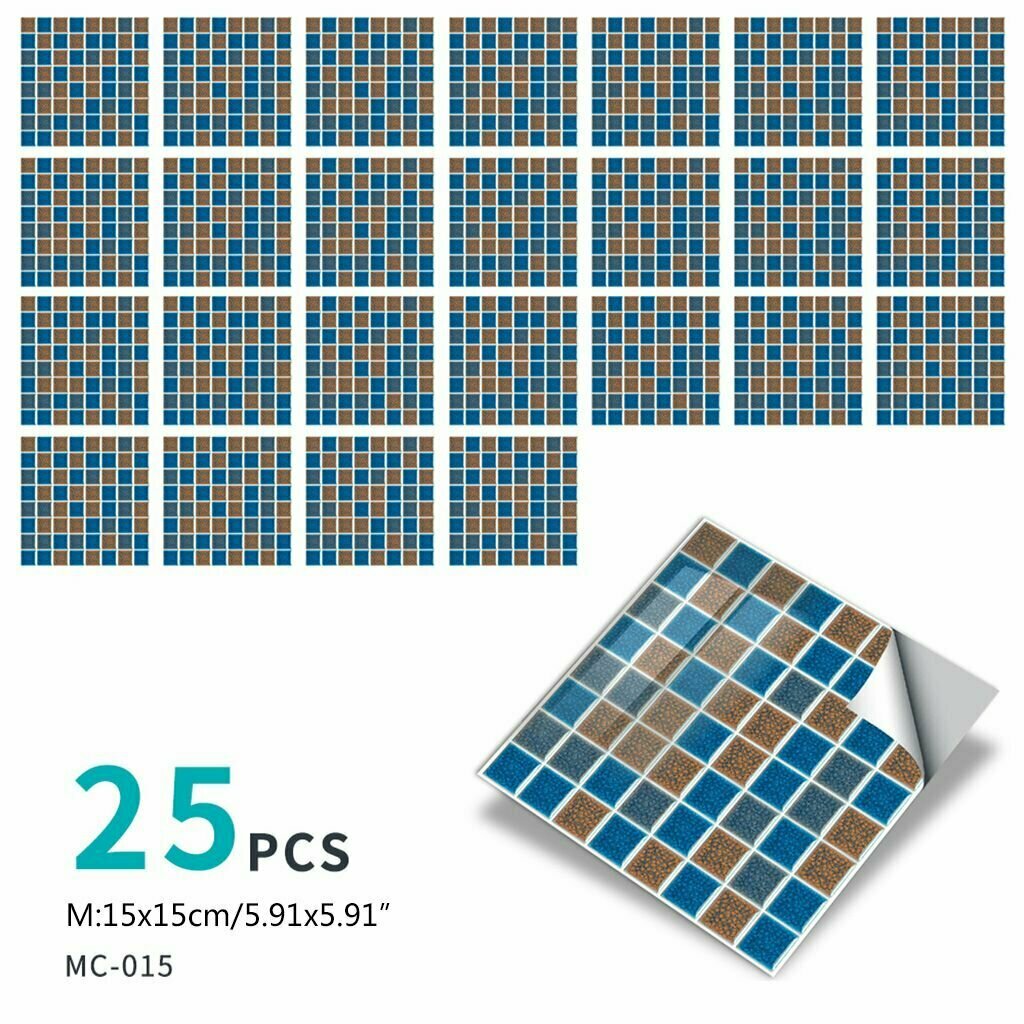1 комплект из 25 предметов, маслостойкие мозаичные обои для кухни и ванной комнаты-большие-MC-15