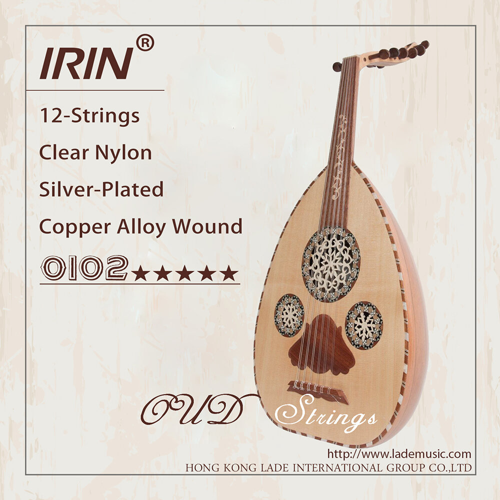 Oud Strings Set (G-D-A-E-B-F) Clear Nylon Silver-Plated Copper Alloy Wound 12-Strings
