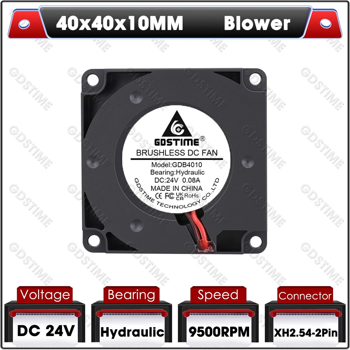 Gdstime GDB4010 вентилятор для 3D-принтера 1PCS, 24V Hydraulic 2P2.54