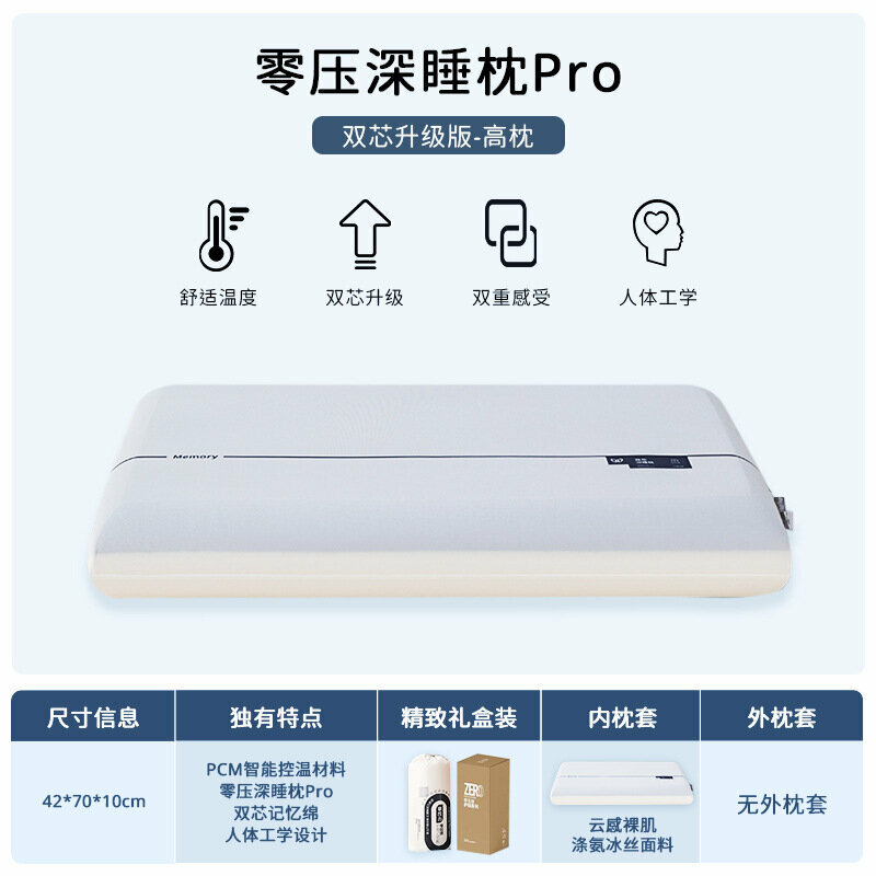 Подушка Deep Sleep Pro Hotel с ядром из пены с эффектом памяти, для бокового сна, поддержка шеи, помощь для сна, нулевое давление, медленное восстановление