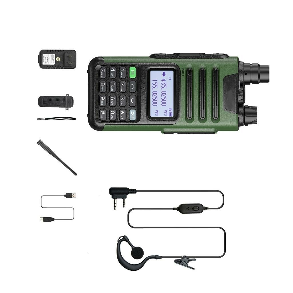 Двухчастотная рация с USB Type-C и аксессуарами, Зеленый