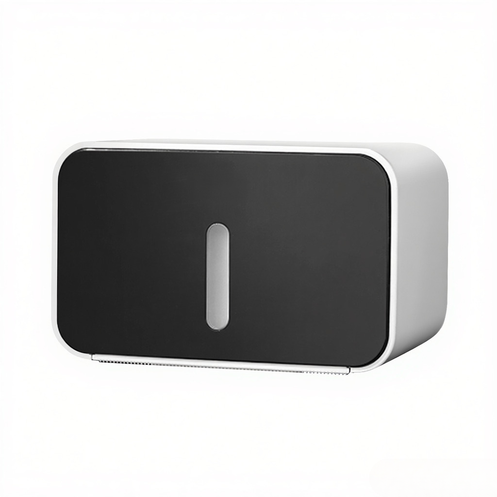 Wall Mounted Paper Roll Tissue Box Waterproof Toilet Paper Holder Dispenser Black Blue Grey ABS 21*13.5*13.5cm 575g 1 Toilet Paper Dispenser 1 Sticker for Hotel Restaurant Home Bathroom No Drilling