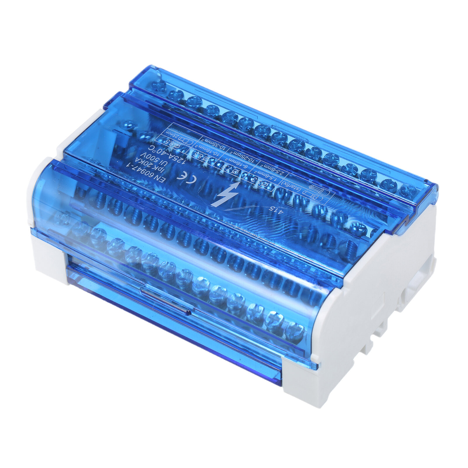 Terminal Distribution Box Connection Box Junction Box with Cover Din Rail Terminal Block Line-divider Wire Terminal Block Guide Rail Type Installation Model 207 211 215 407 411 415 PA Flame retardant Brass DIN-rail mounting 125A 500V 108g 165g 208g 218g
