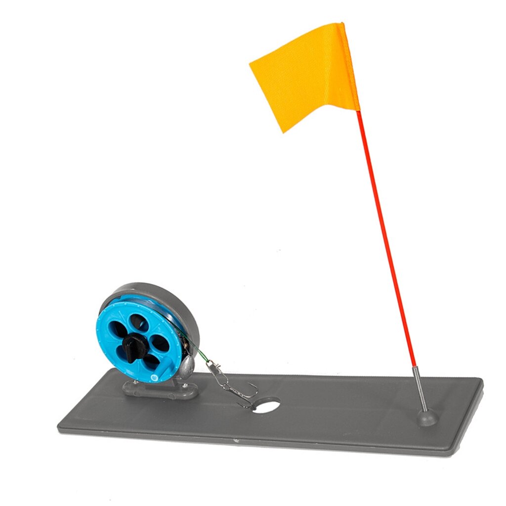 Флаг зимней рыбалки на снегу и подледной рыбалке