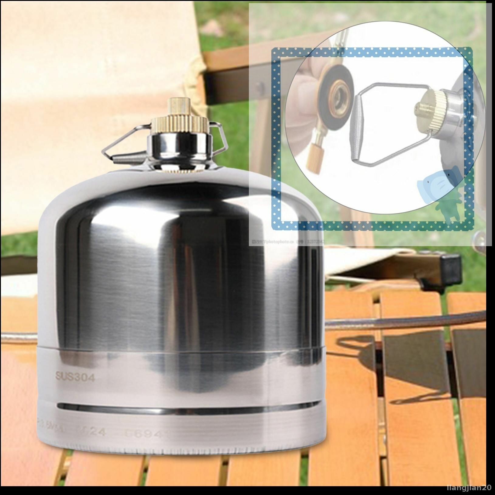 Пустой газовый баллон из нержавеющей стали для кемпинга на открытом воздухе 2,2 л-Идентификатор моей точки продажи2692101