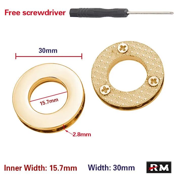 Люверсы с винтом, Аксессуары для сумки из сплава, Застежка, Его также можно использовать для украшения одежды, обуви и головных уборов, Внешний диаметр 30 мм, золотой, 2 шт