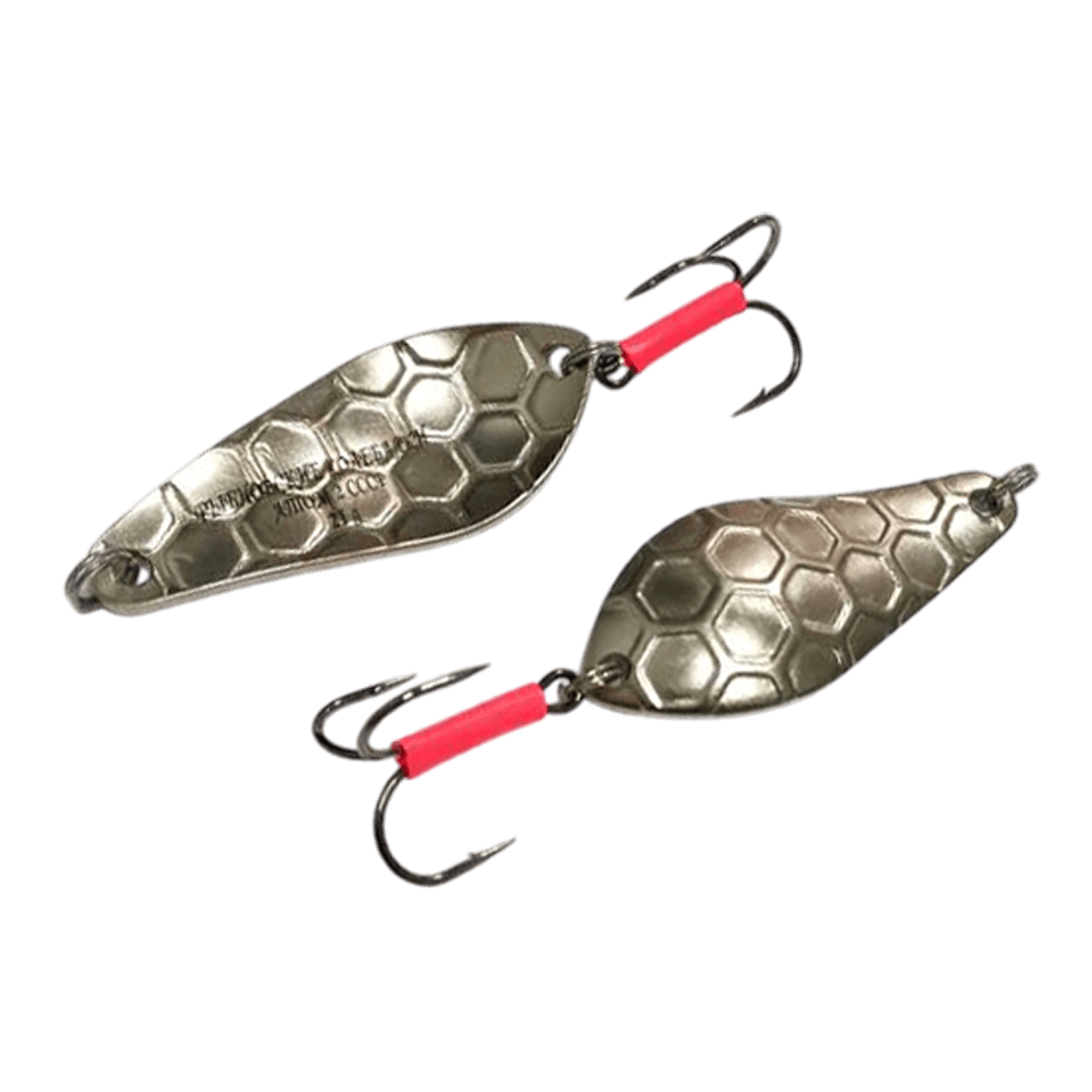 Блесна колеблющаяся Атом 2 СССР соты латунь/никель - размер 6.6 см (тол. 2 мм)