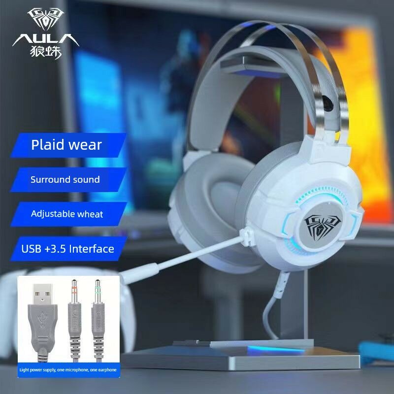 Стандартная версия игровая гарнитура с 3-портовым USB подключением, белый цвет для настольных компьютеров только