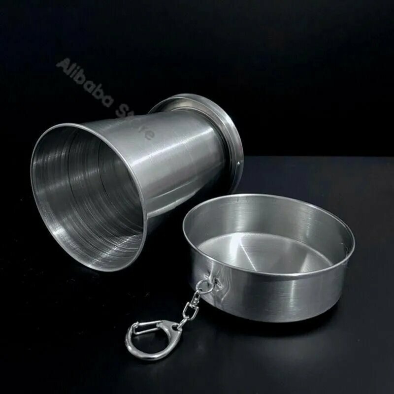 Складной стакан походный с карабином 150 мл, портативная выдвижная чашка для воды для кемпинга, стопка для путешествий