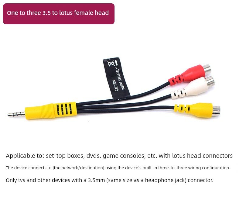 Аудио-видеокабель 3.5 мм в RCA женский, 3-в-1 для ТВ и тюнеров