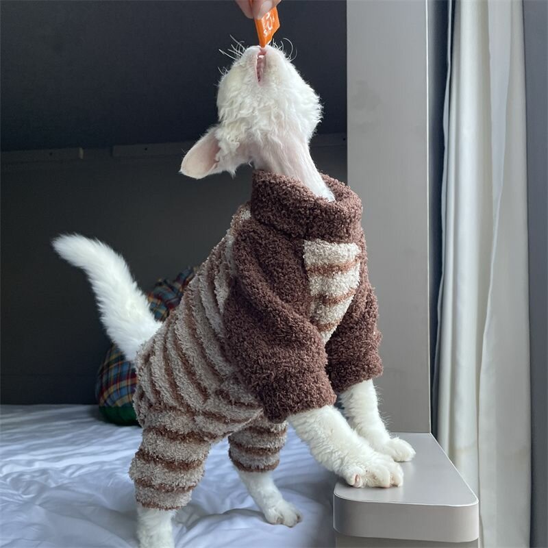 Комбинезон четырехлапый размер Средний (Грудь 30 см) мягкий плюшевый эластичный осенне-зимний для кошек сфинкс девон-рекс Серый