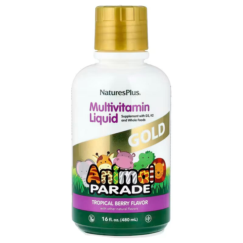 Natures Plus, Children's Animal Parade Gold, жидкий мультивитаминный продукт, тропические ягоды, 473,18 мл.