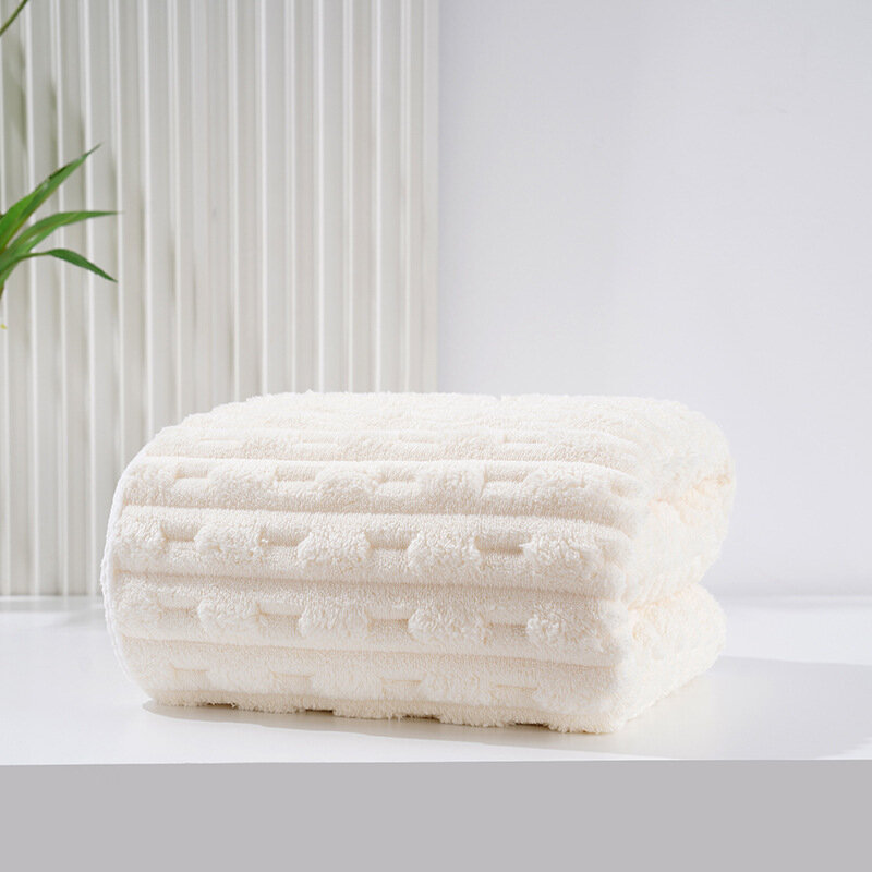 Новый мягкий водопоглощающий коралловый бархат бамбуковый бархат толстый банное полотенце для взрослых белый_Полотенце